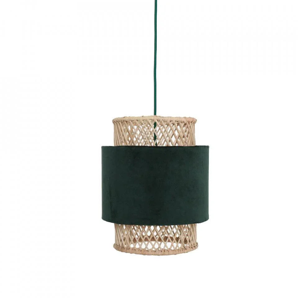 Lustra maro/verde din ratan si catifea Suave Cylinder Raw Materials ...